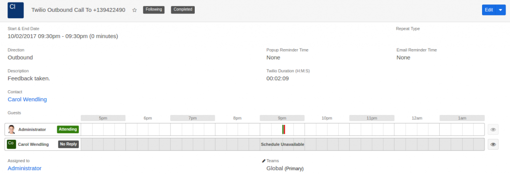 Twilio Call Logging With Sugarcrm Dreamer Technologies